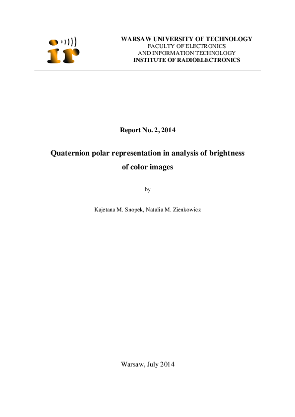 Pdf Quaternion Polar Representation In Analysis Of Brightness Of
