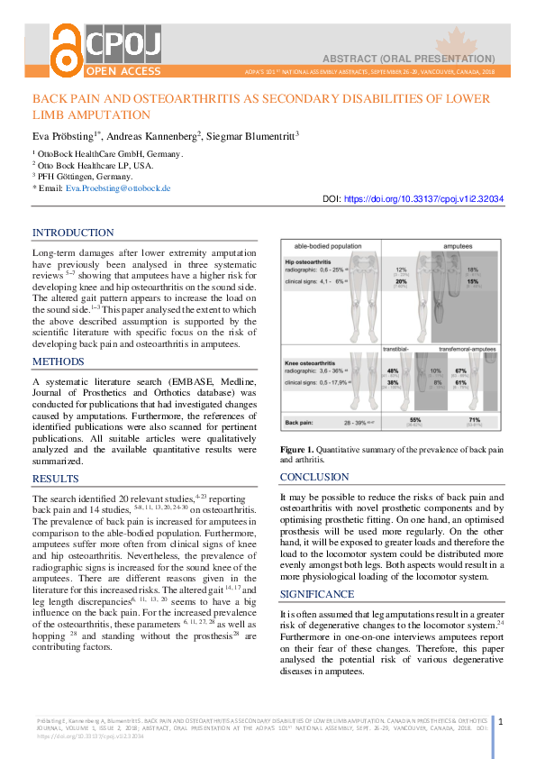 (PDF) Back Pain and Osteoarthritis as Secondary Disabilities of Lower ...