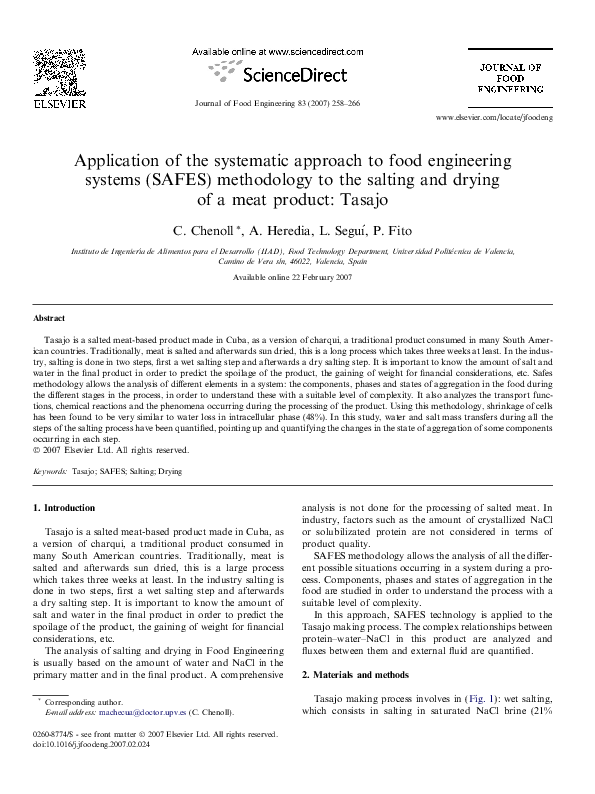 (PDF) Application of the systematic approach to food engineering ...