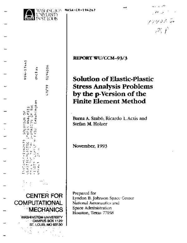 (PDF) Solution of Elastic-Plastic Stress Analysis Problems by the P-version of the Finite ...