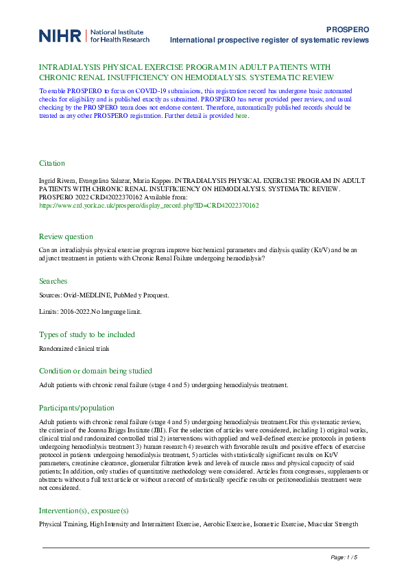 (PDF) INTRADIALYSIS PHYSICAL EXERCISE PROGRAM IN ADULT PATIENTS WITH ...