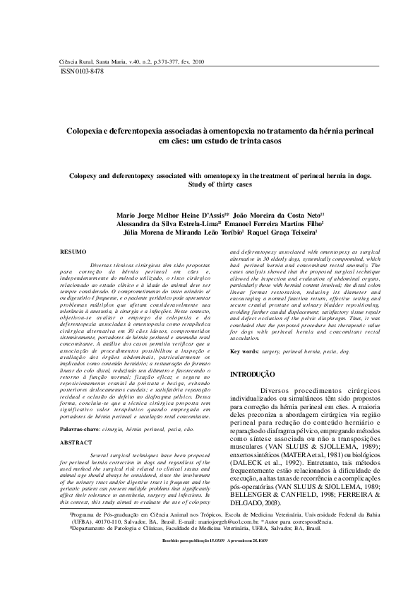 (PDF) Colopexia e deferentopexia associadas à omentopexia no tratamento ...