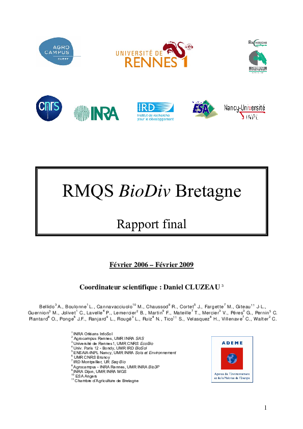 (PDF) RMQS-Bio Bretagne Rapport final: Humus Index