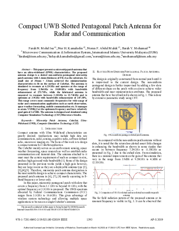 (PDF) Compact UWB Slotted Pentagonal Patch Antenna for Radar and ...
