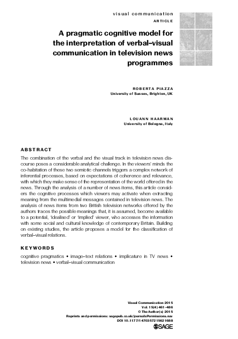 (PDF) A pragmatic cognitive model for the interpretation of verbal ...
