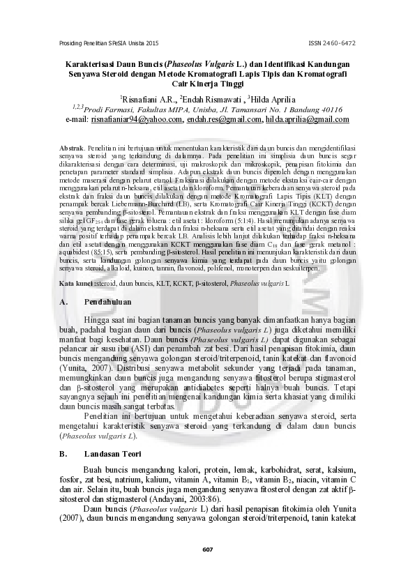 (PDF) Karakterisasi Daun Buncis (Phaseolus vulgaris L) dan Identifikasi ...