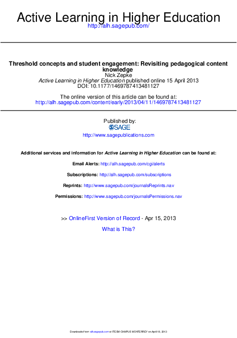 (PDF) Active Learning in Higher Education