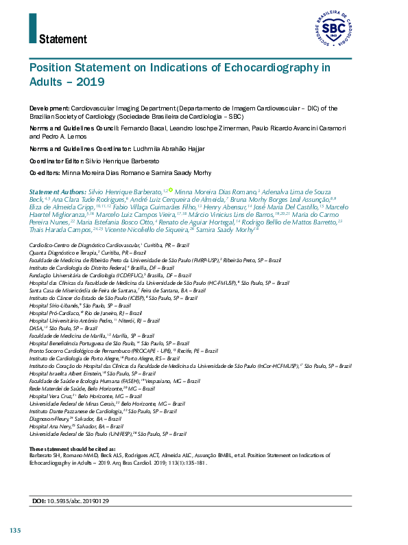 (PDF) Position Statement on Indications of Echocardiography in Adults ...