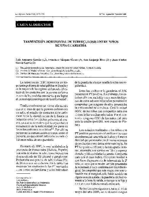 (PDF) Transmisión horizontal de tuberculosis entre niños de una guardería