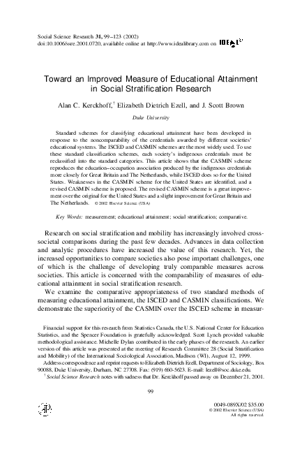 (PDF) Revising CASMIN for Educational Attainment Measures