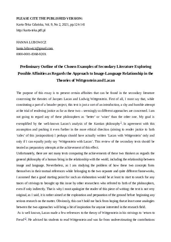 (PDF) Preliminary Outline of the Chosen Examples of Secondary ...