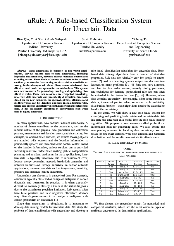 (PDF) uRule: A Rule-Based Classification System for Uncertain Data