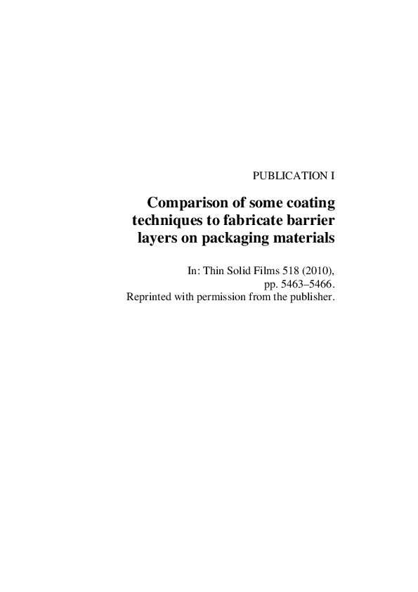 (PDF) Comparison of some coating techniques to fabricate barrier layers ...