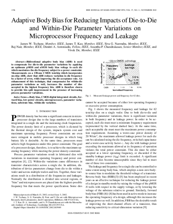 (PDF) Adaptive body bias for reducing impacts of die-to-die and within ...