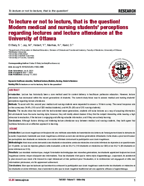 (PDF) To lecture or not to lecture, that is the question! Modern ...