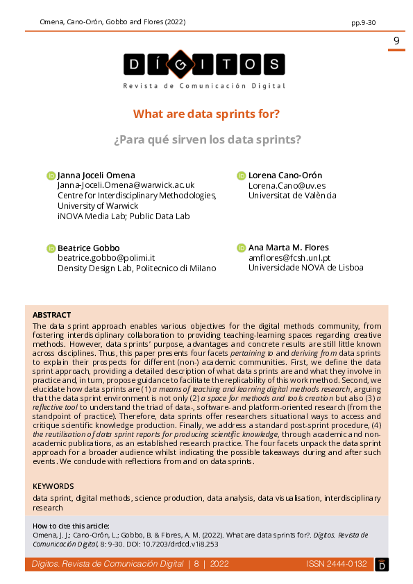 (PDF) What are data sprints for?