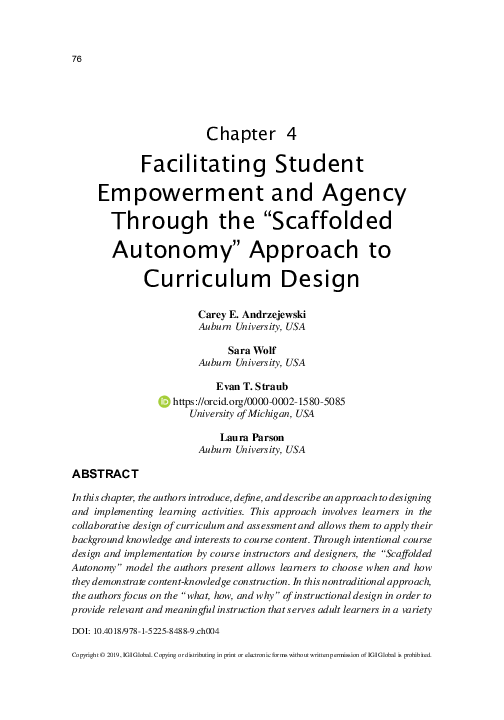(PDF) Facilitating Student Empowerment and Agency Through the ...