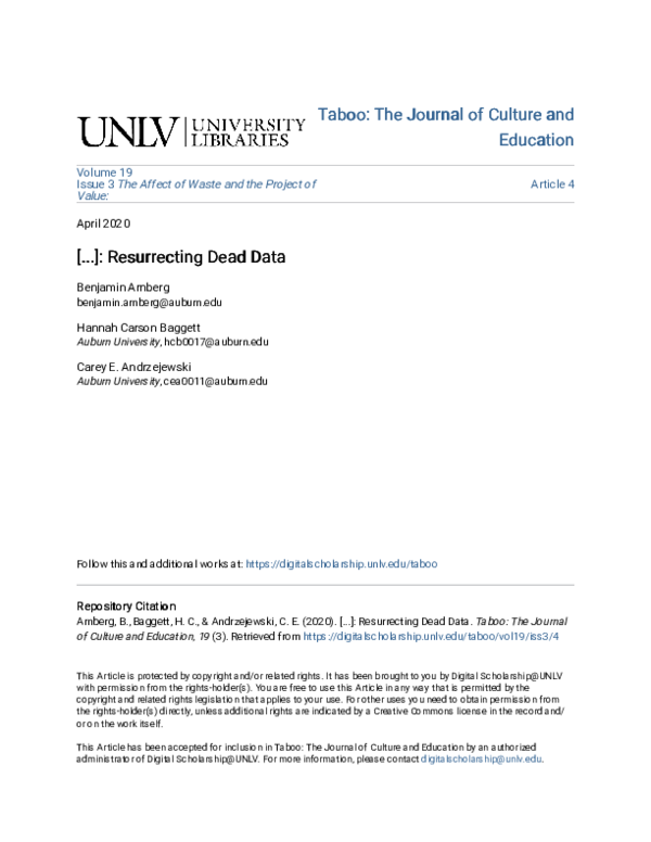 (PDF) Resurrecting Dead Data