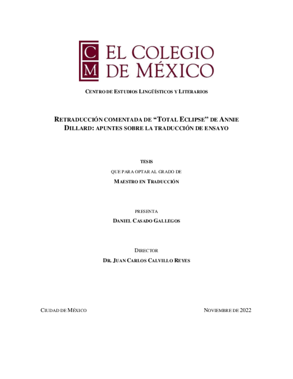 (PDF) Retraducción comentada de "Total Eclipse" de Annie Dillard ...