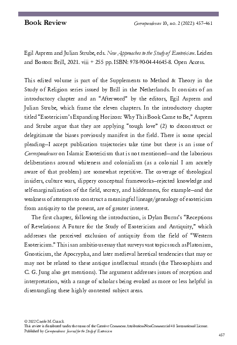(PDF) Review of Egil Asprem and Julian Strube (eds), New Approaches to ...