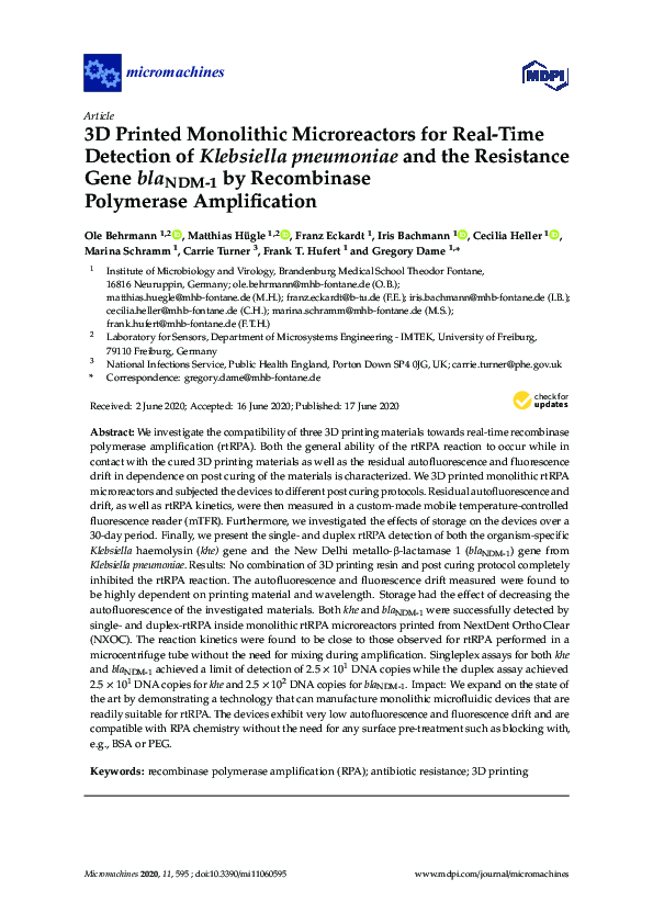 (PDF) 3D Printed Monolithic Microreactors for Real-Time Detection of ...