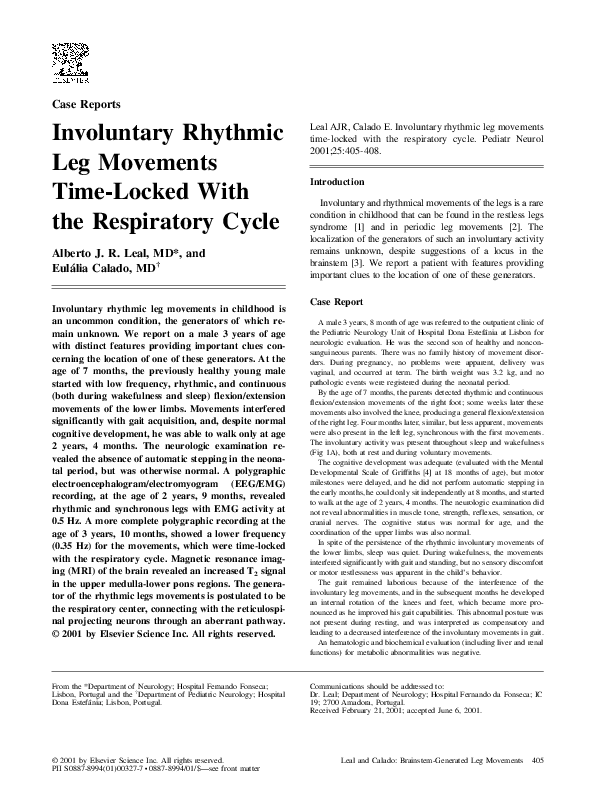 (PDF) Involuntary rhythmic leg movements time-locked with the ...