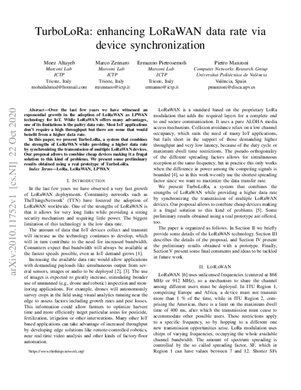 Pdf Turbolora Enhancing Lorawan Data Rate Via Device Synchronization