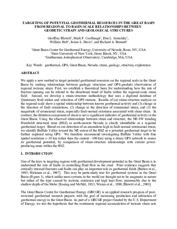 (PDF) Geothermal Resource Targeting in Great Basin