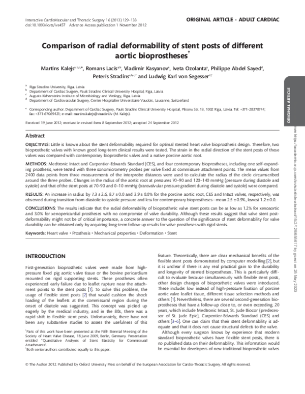 (PDF) Comparison of radial deformability of stent posts of different ...