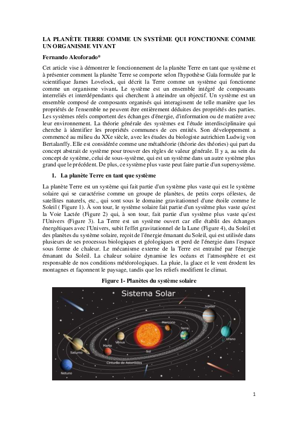 (PDF) LA PLANÈTE TERRE COMME UN SYSTÈME QUI FONCTIONNE COMME UN ...