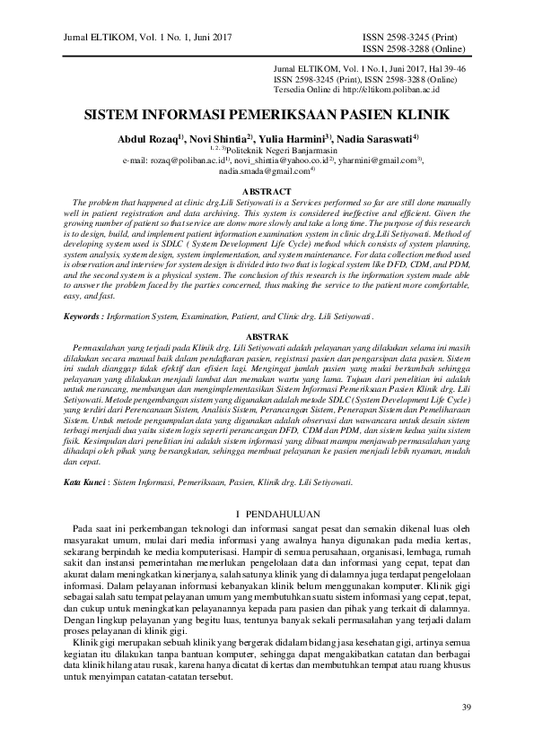 (PDF) Sistem Informasi Pemeriksaan Pasien Klinik