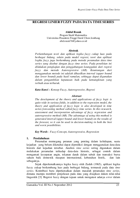 (PDF) Regresi Linier Fuzzy Pada Data Time Series
