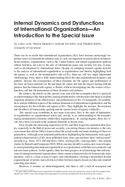 (PDF) Internal dynamics and dysfunctions of International organizations : an introduction to the ...
