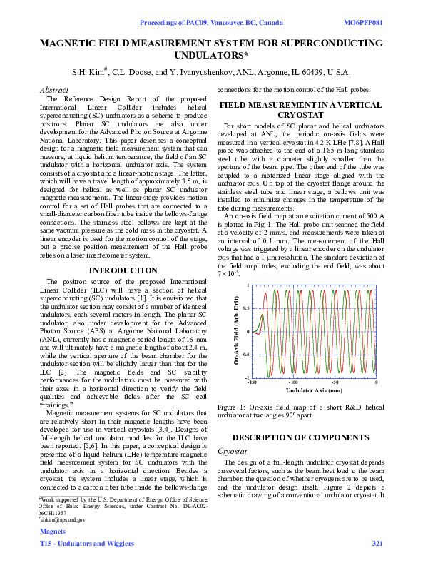 (PDF) Magnetic Field Measurement System for Superconducting Undulators