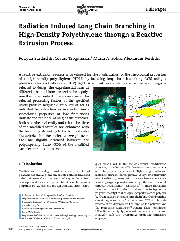 (PDF) Radiation Induced Long Chain Branching in High-Density ...