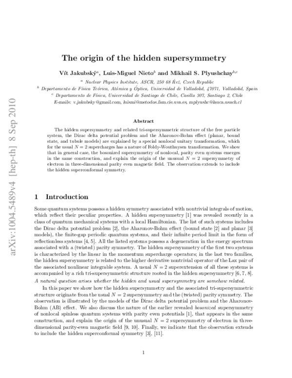 (PDF) The origin of the hidden supersymmetry