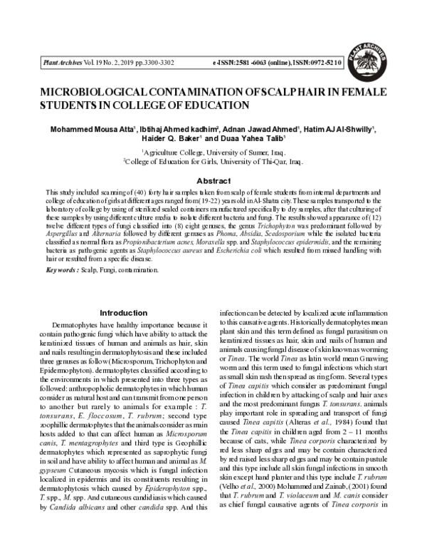 (PDF) Microbiological Contamination of Scalp Hair in Female Students in ...
