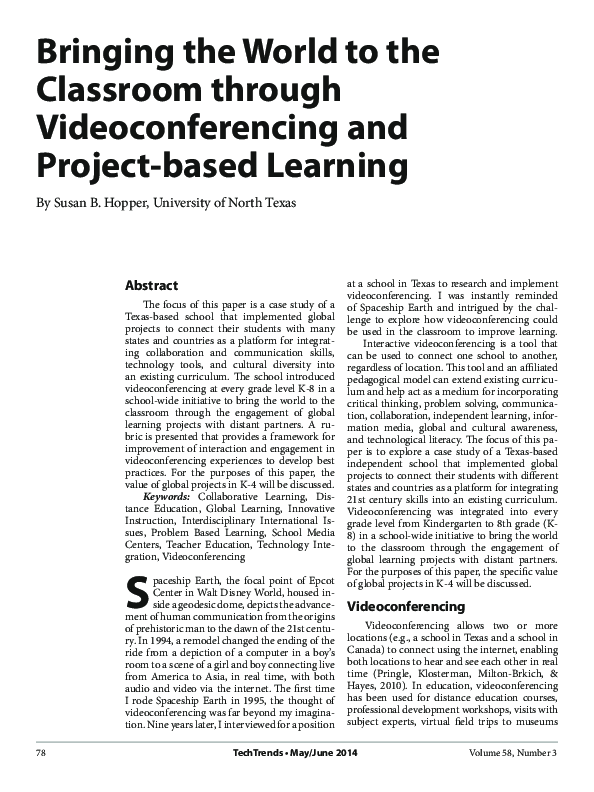 (PDF) Bringing the World to the Classroom through Videoconferencing and ...