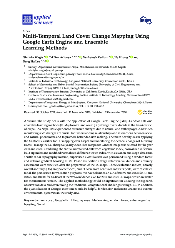 (PDF) Multi-Temporal Land Cover Change Mapping Using Google Earth Engine and Ensemble Learning ...