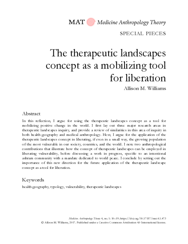(PDF) The therapeutic landscapes concept as a mobilizing tool for ...