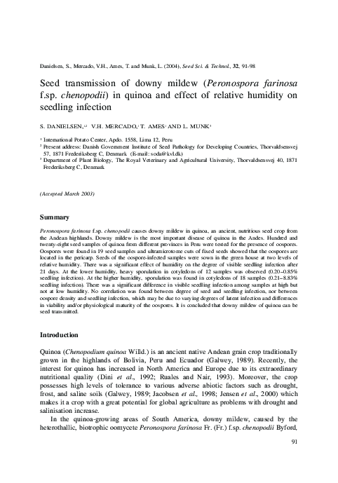 (PDF) Seed transmission of downy mildew (Peronospora farinosa f. sp ...