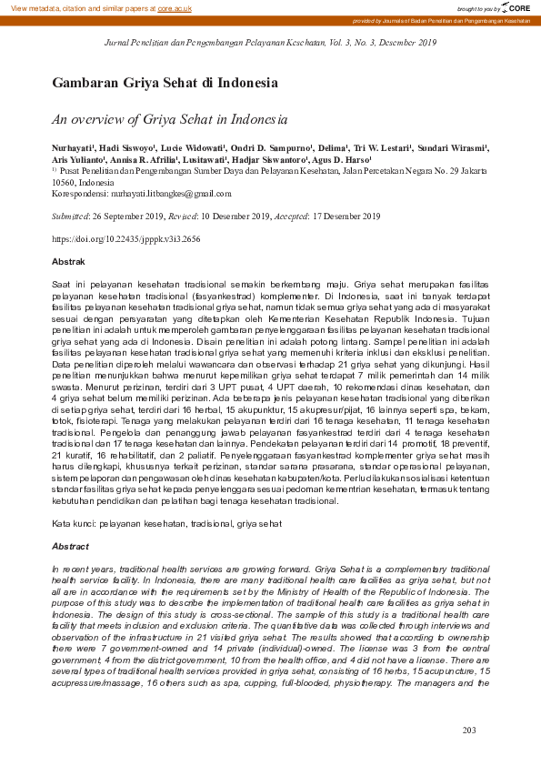 Pdf Gambaran Griya Sehat Di Indonesia