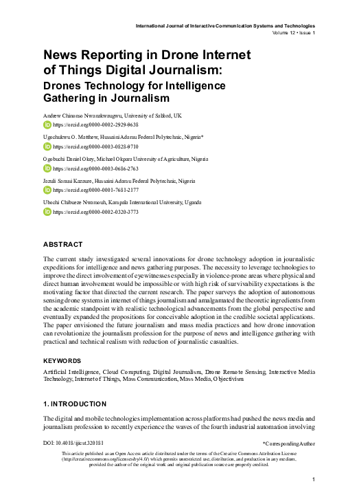 (PDF) News Reporting in Drone Internet of Things Digital Journalism ...