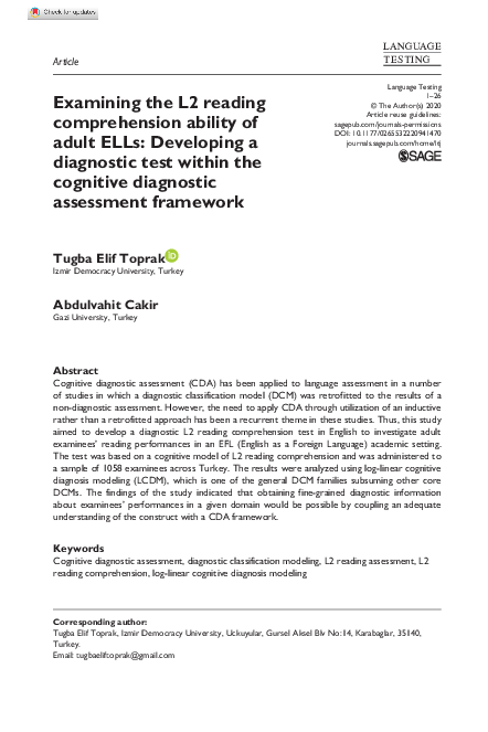 (PDF) Examining the L2 reading comprehension ability of adult ELLs ...