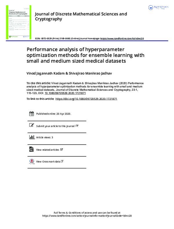 (PDF) Performance analysis of hyperparameter optimization methods for ensemble learning with ...
