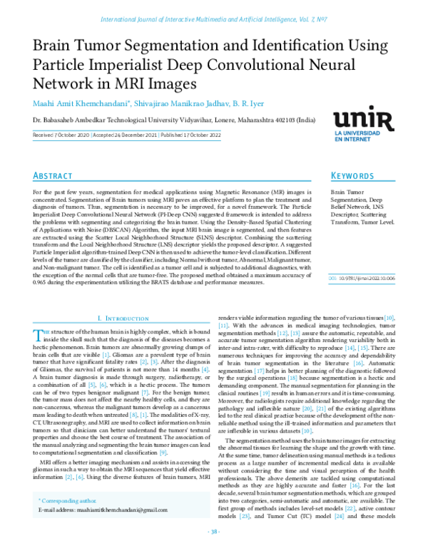 (PDF) Brain Tumor Segmentation and Identification Using Particle Imperialist Deep Convolutional ...