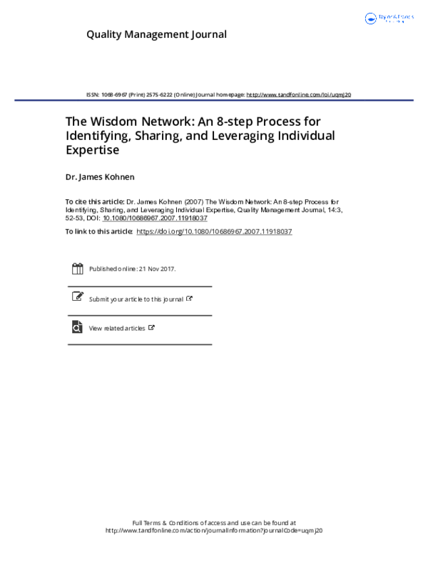(PDF) The Wisdom Network: An 8-step Process for Identifying, Sharing ...