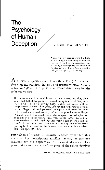 (PDF) The psychology of human deception