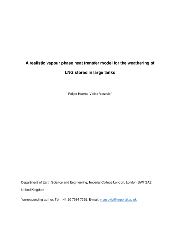 (PDF) A realistic vapour phase heat transfer model for the weathering ...
