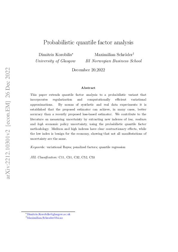 (PDF) Probabilistic quantile factor analysis